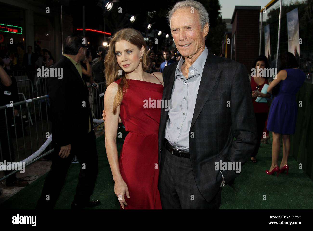 Cast members Clint Eastwood, right, and Amy Adams pose together at the ...