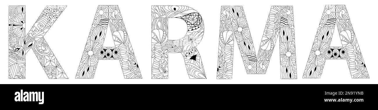 Hand-painted art design. Hand drawn illustration word KARMA for ...