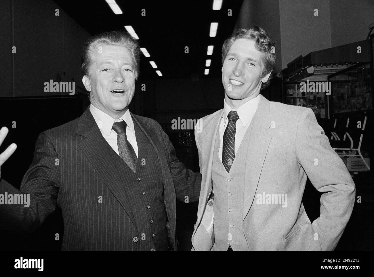 Olympic gold medalist Bill Johnson, right, smiles with his father ...