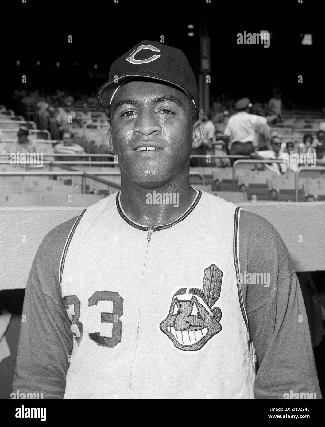 Cleveland Indians pitcher Luis Tiant, a 23 year old Cuban right hander ...
