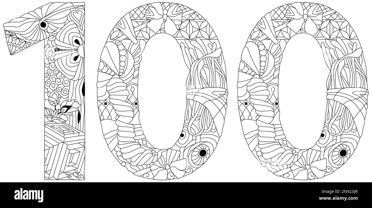Hundred Isolated zentangle illustration for coloring, for decoration ...