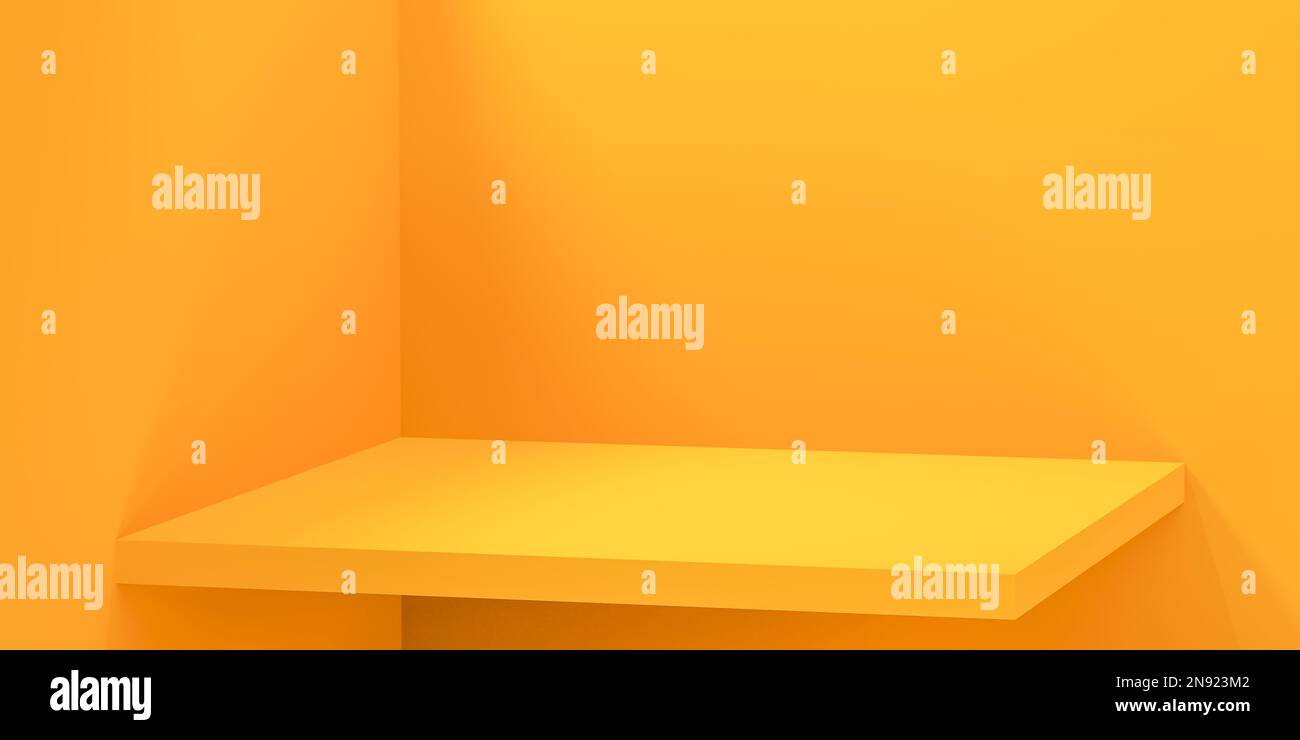 Product placement. Yellow background studio interior room. Minimalist ...