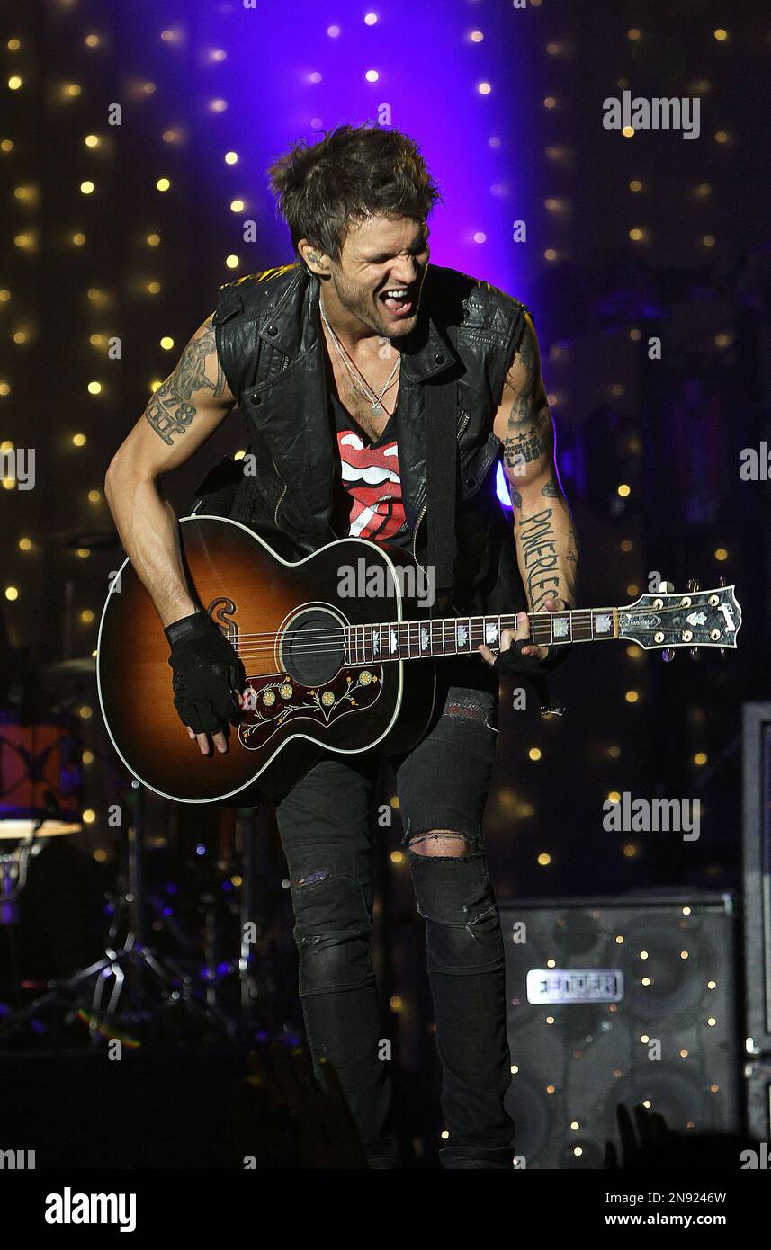 Martin Johnson from the group Boys Like Girls is seen performing on ...