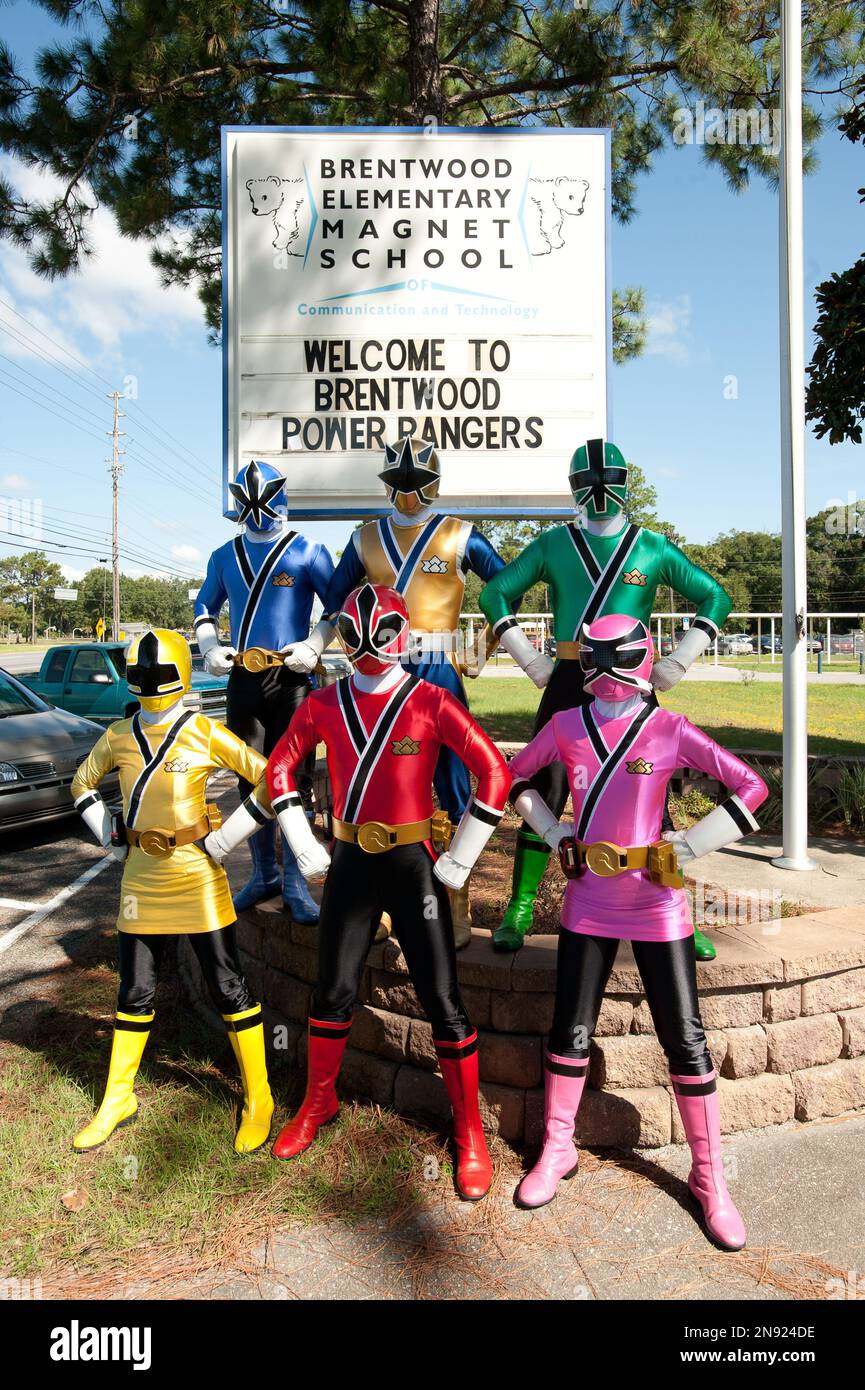 Power Rangers pose in front of the school before the emPOWER National ...