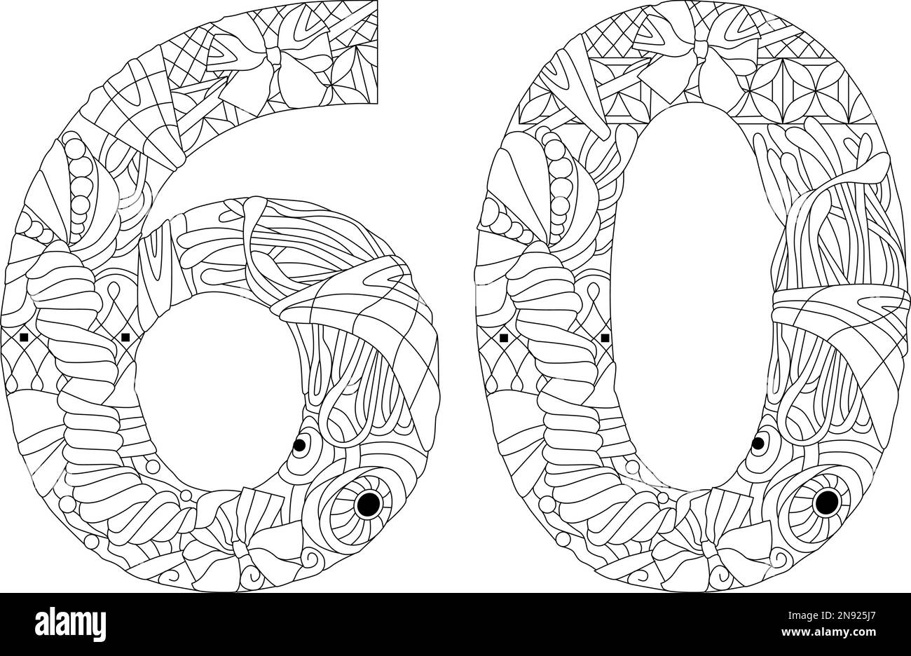 Sixty one number Isolated zentangle illustration for coloring Stock ...