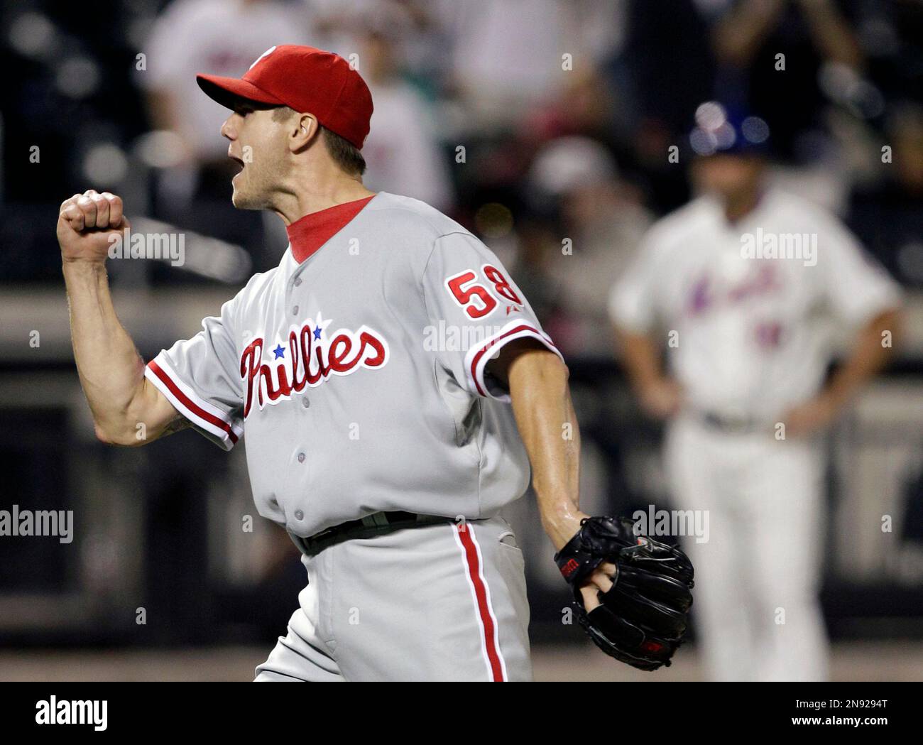 Philadelphia Phillies relief pitcher Jonathan Papelbon reacts after ...