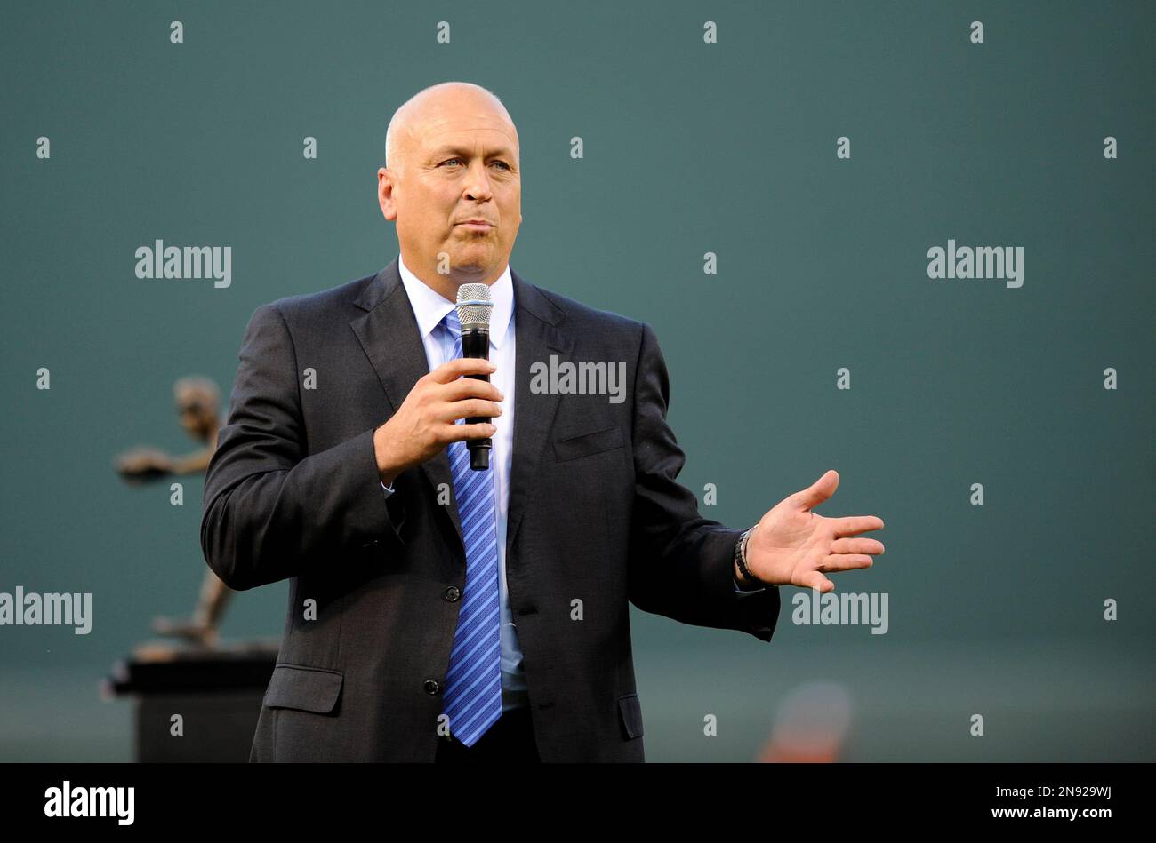 Former Baltimore Orioles baseball player Cal Ripken, Jr., speaks to the ...