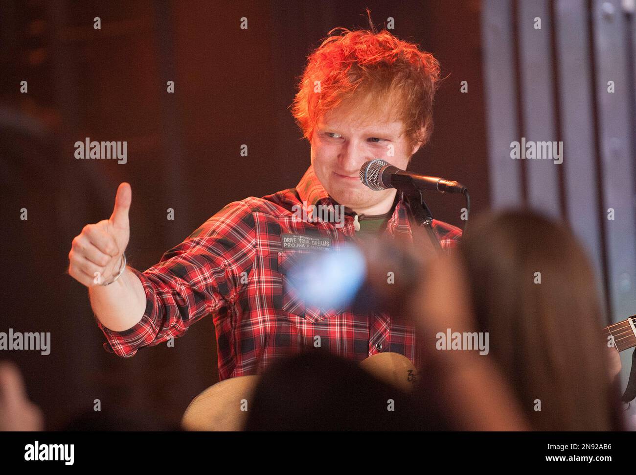 Singer Ed Sheeran performs during his appearance on New.Music.Live. at ...