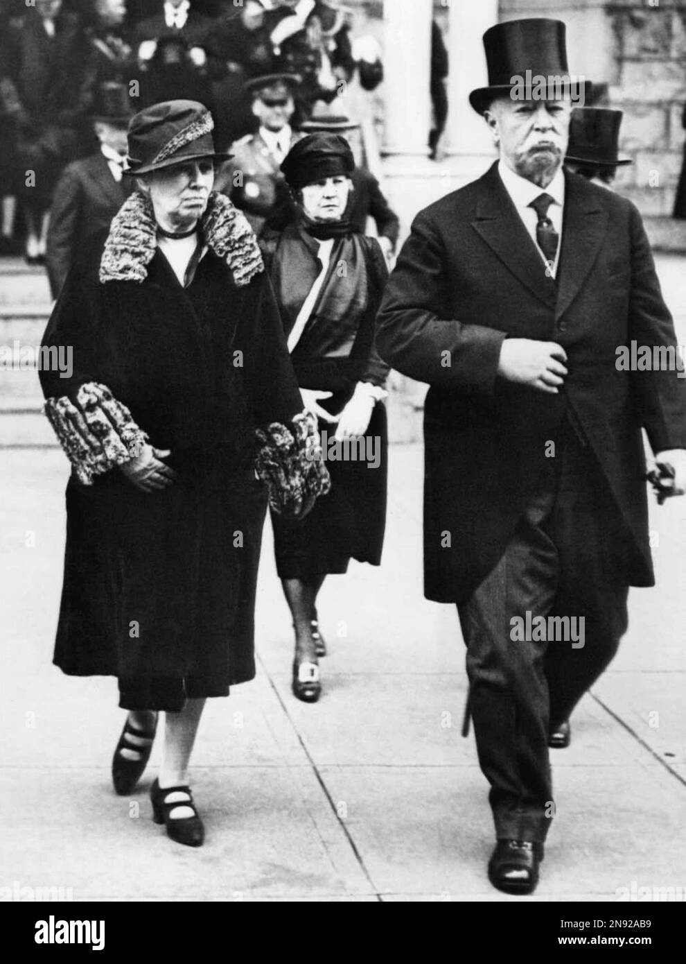 Chief Justice William Howard Taft and his wife Helen attend memorial services for Marshal ...