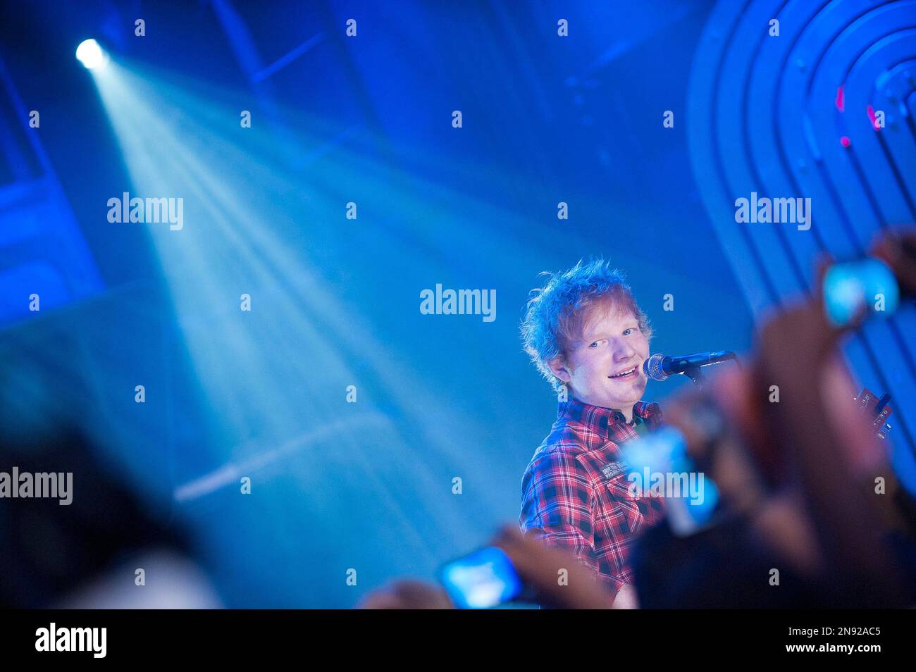 Singer Ed Sheeran performs during his appearance on New.Music.Live. at ...
