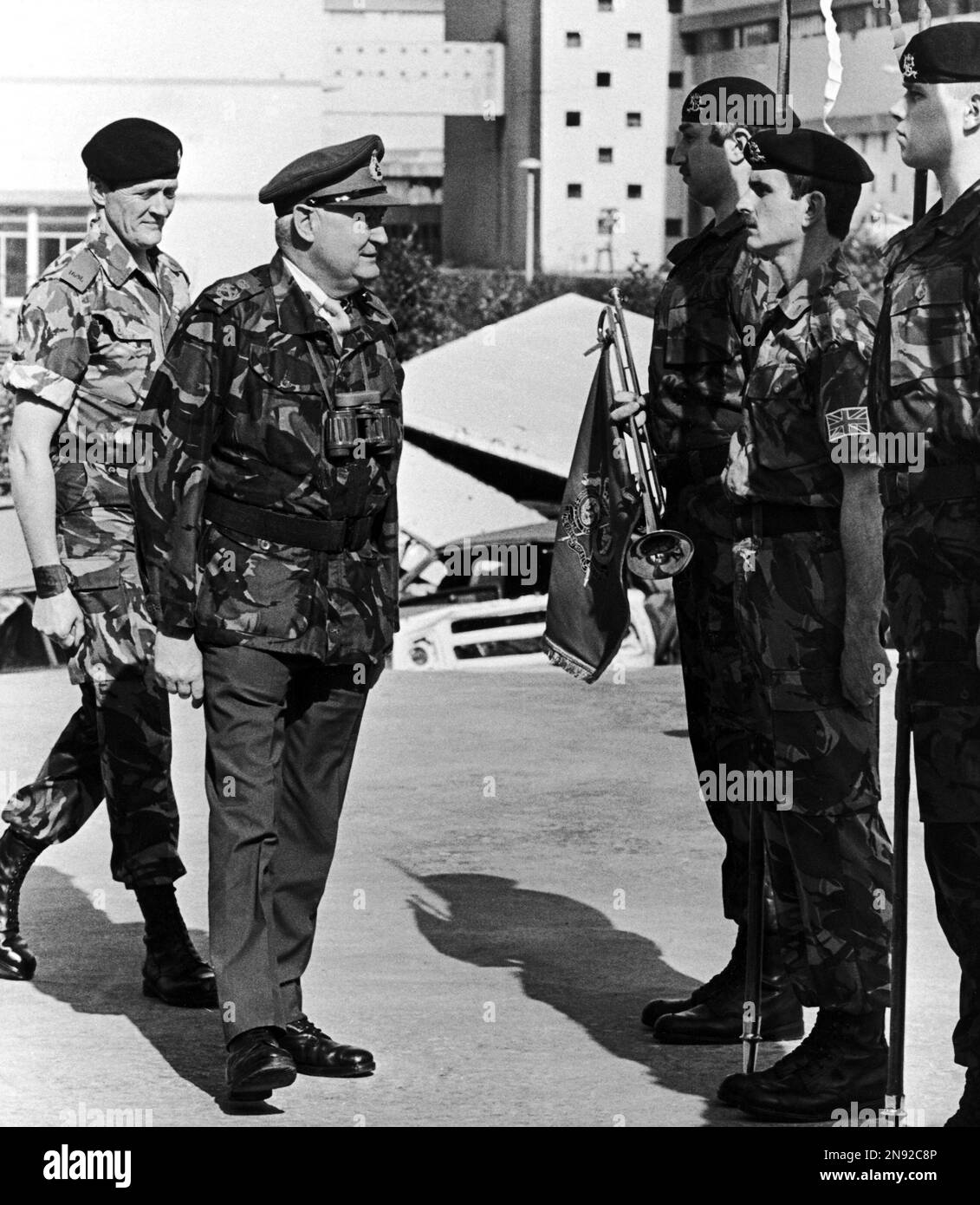 Field Marshal Sir Edwin Bramall inspects members of the 16th/5th Queen ...