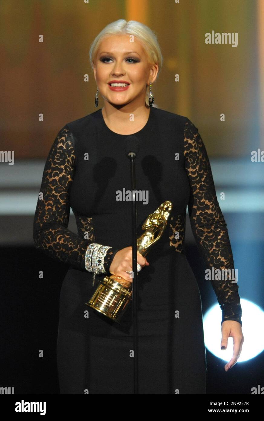 Christina Aguilera accepts the voice of a generation award at the ALMA ...