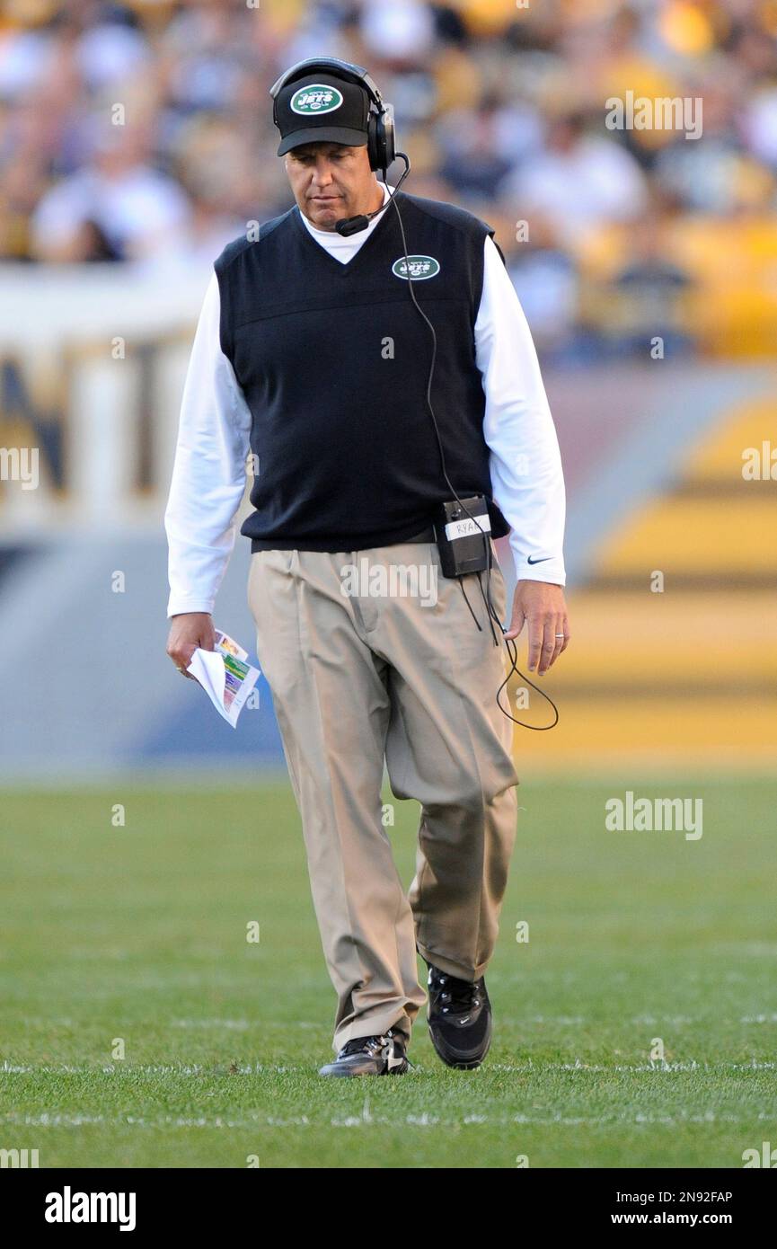New York Jets head coach Rex Ryan walks the sideline during an NFL ...