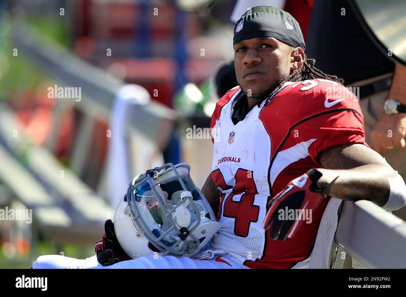 Arizona Cardinals running back Ryan Williams (34) looks up from the ...