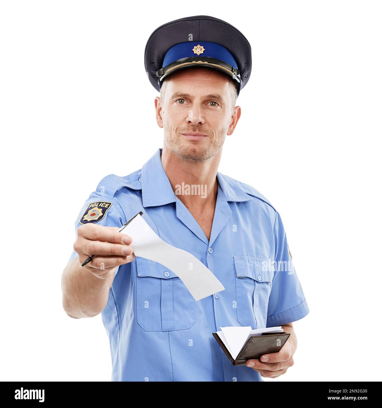 Man officer holding notebook hi-res stock photography and images - Alamy