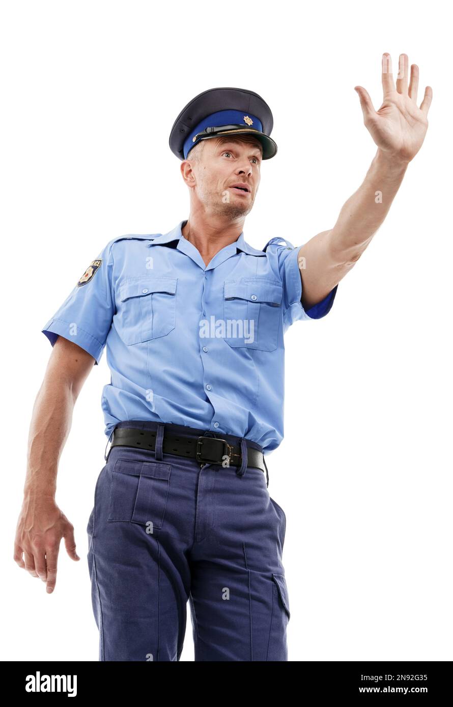 Police, stop and cop as legal professional or law enforcement with ...