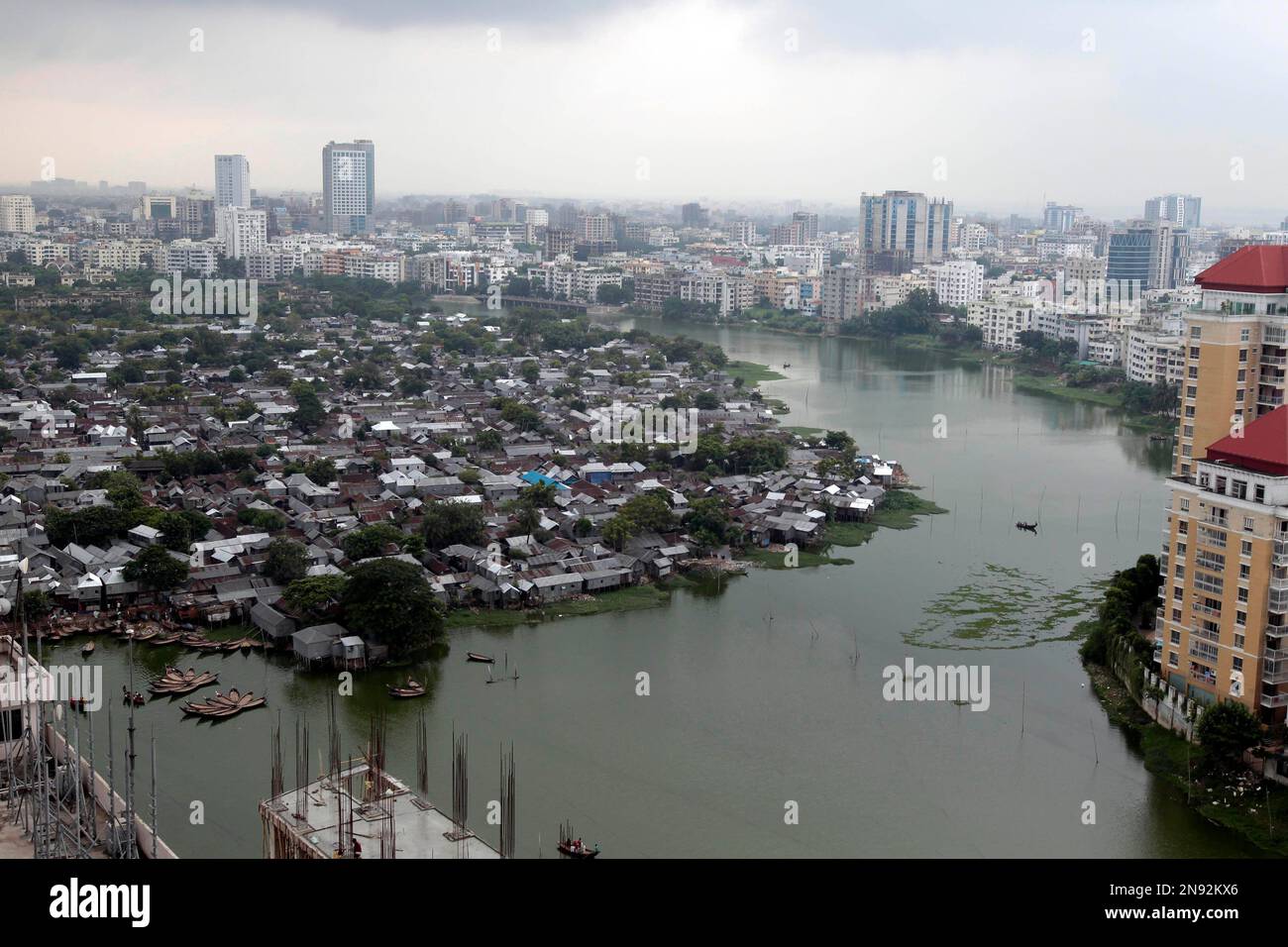 A view of Korail slum, one of Bangladesh's largest slums in Gulshan ...