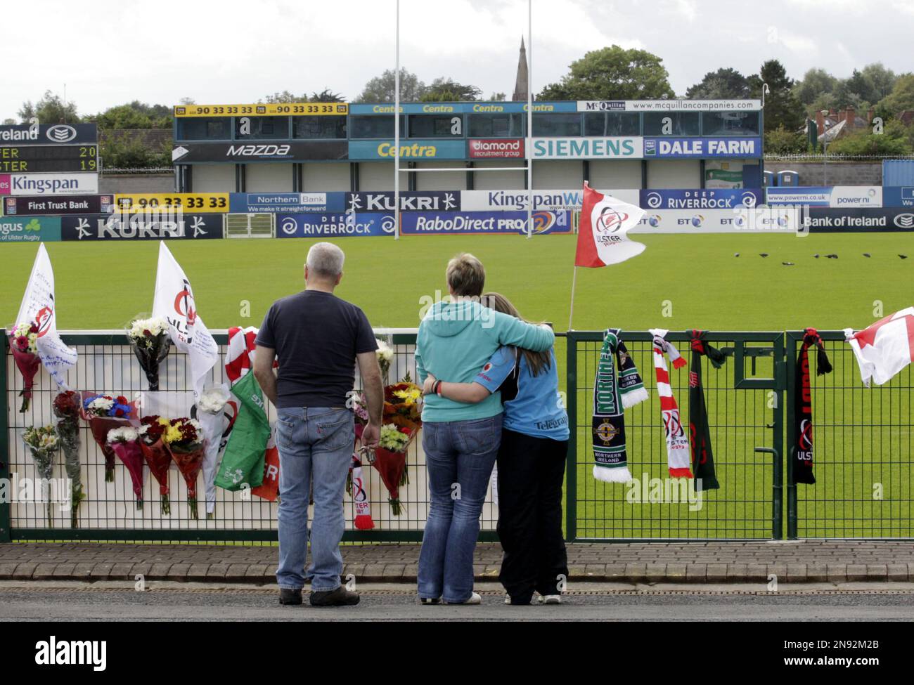 People leave flowers in memory for rugby player Nevin Spence at ...