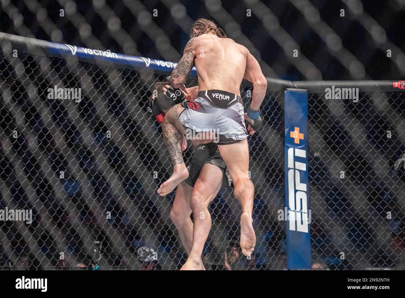 PERTH, AUSTRALIA - FEBRUARY 12: (R-L) Blake Bilder hits with fly knee ...