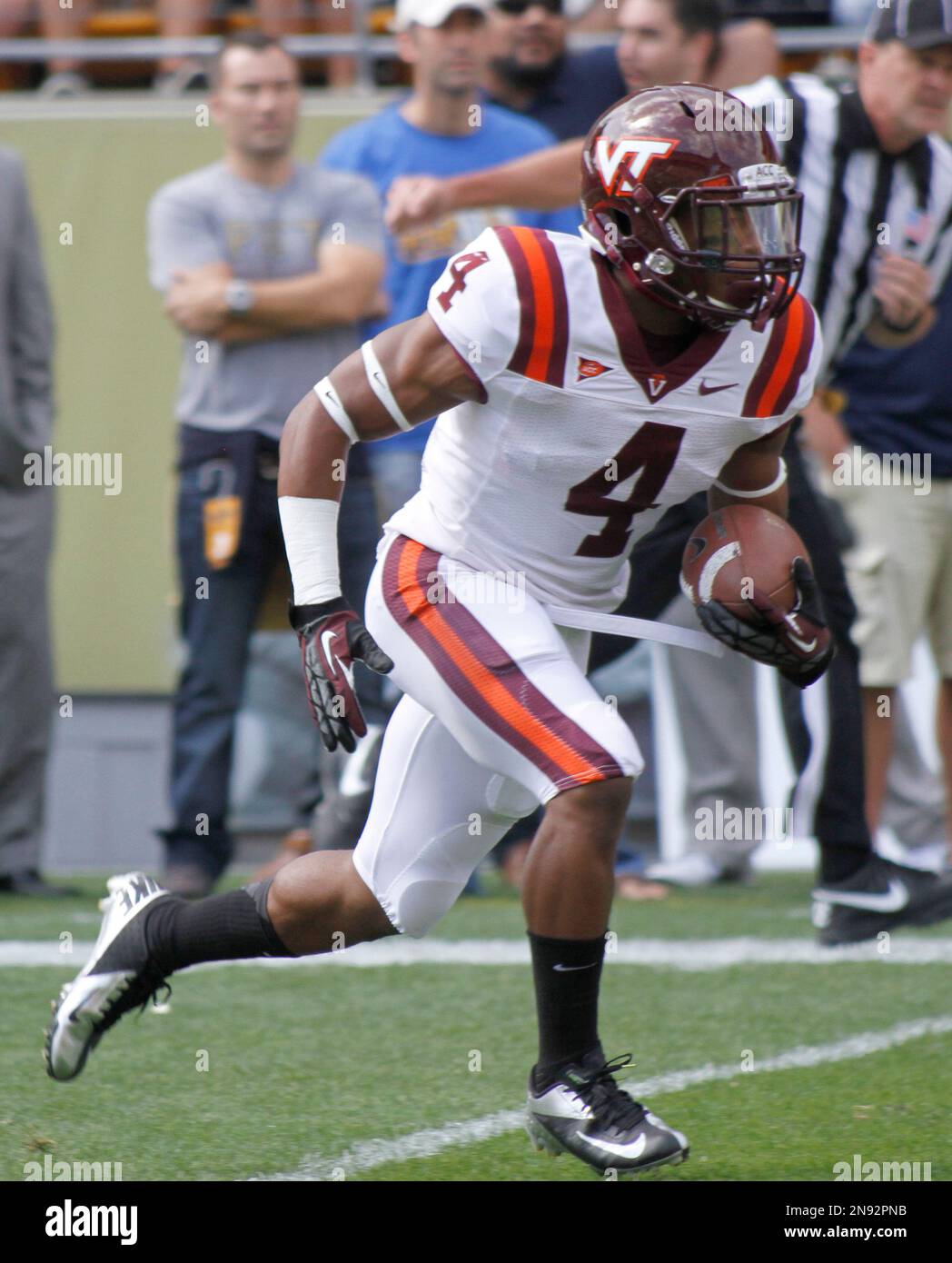 Virginia Tech's J.C. Coleman (4) returns a kickoff in the NCAA college ...