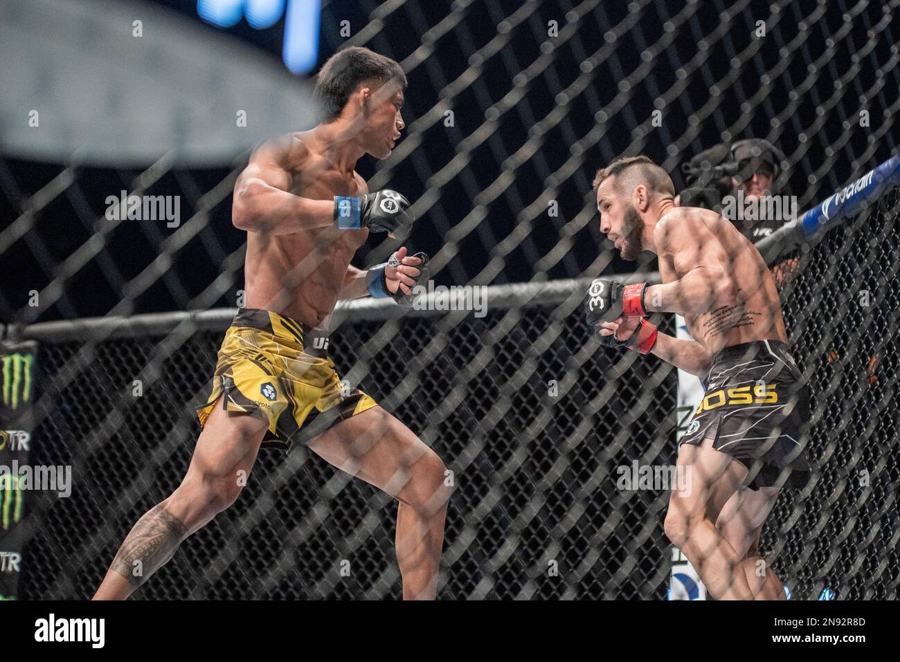 PERTH, AUSTRALIA - FEBRUARY 12: (L-R) Kleydson Rodrigues battles ...