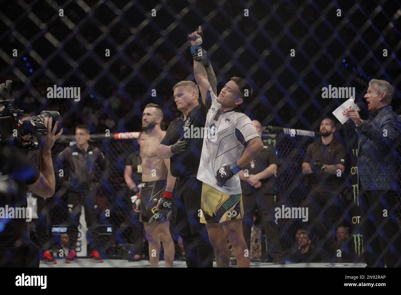 PERTH, AUSTRALIA - FEBRUARY 12: (R-L) Kleydson Rodrigues celebrates his ...