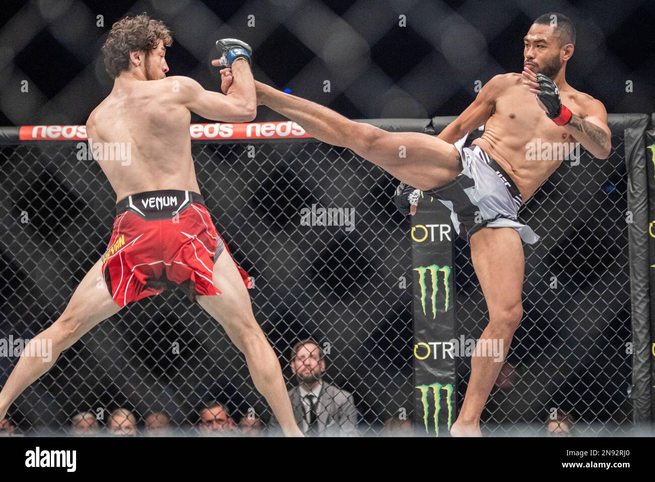 PERTH, AUSTRALIA - FEBRUARY 12: (L-R) Josh Culibao kicks Melsik ...
