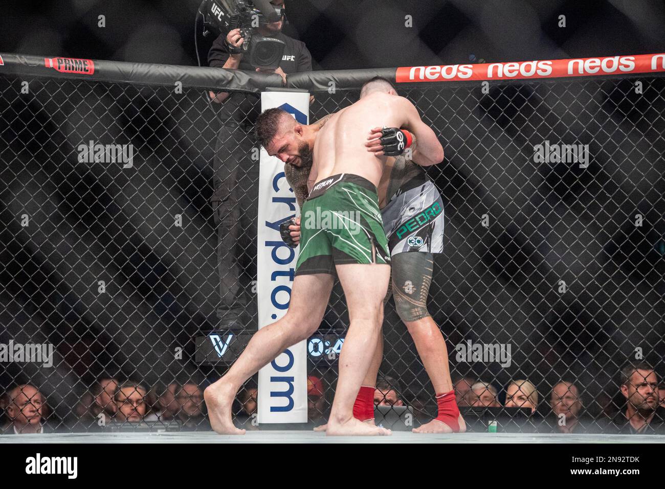 PERTH, AUSTRALIA - FEBRUARY 12: (R-L) Tyson Pedro battles Modestas ...