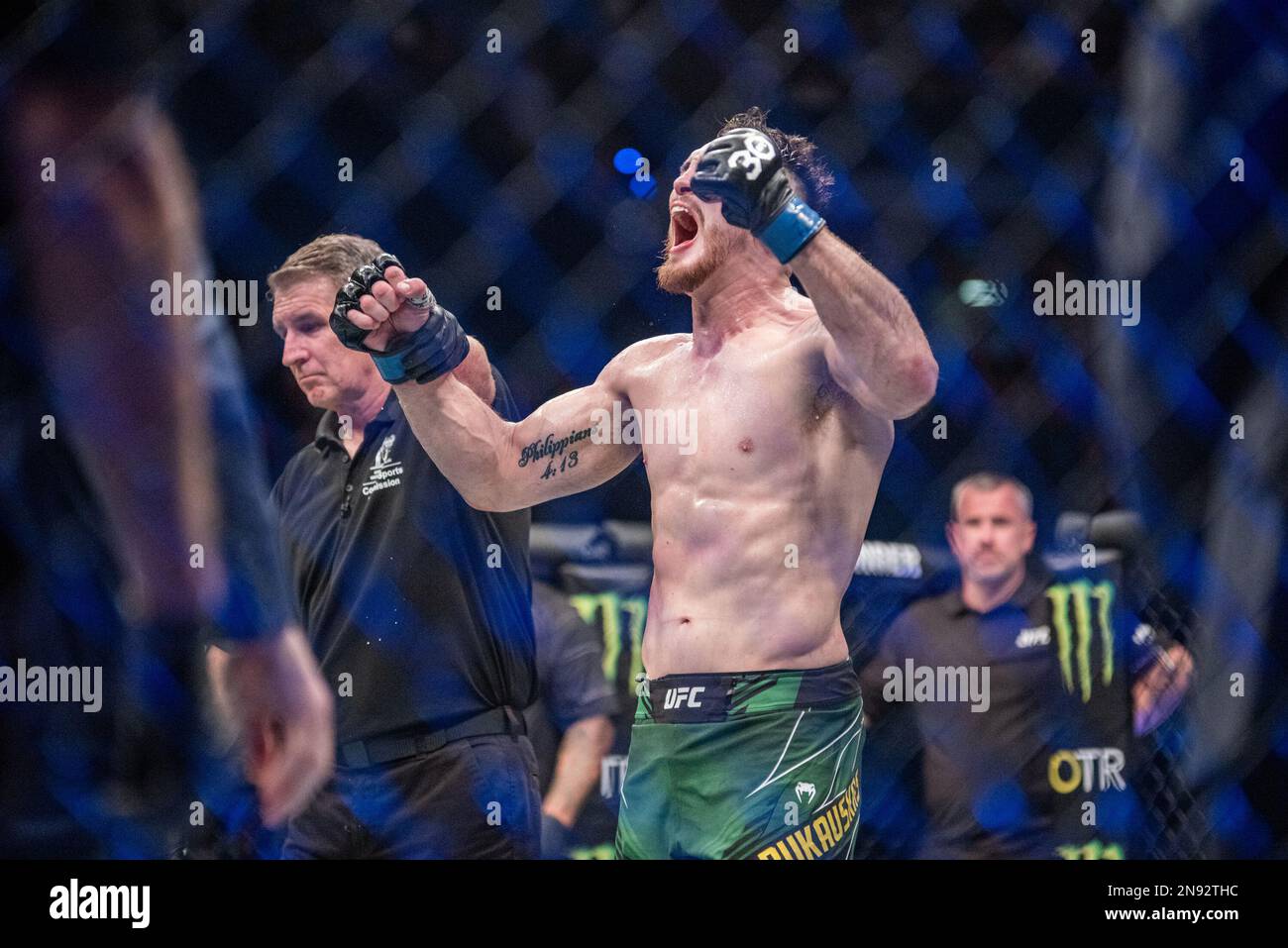 PERTH, AUSTRALIA - FEBRUARY 12: Modestas Bukauskas celebrates his ...