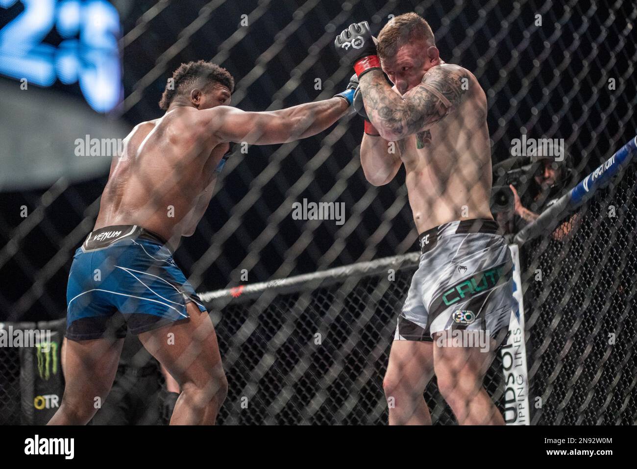 PERTH, AUSTRALIA - FEBRUARY 12: (L-R) Alonzo Menifield punches Jimmy ...