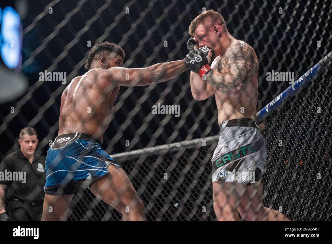 PERTH, AUSTRALIA - FEBRUARY 12: (L-R) Alonzo Menifield punches Jimmy ...