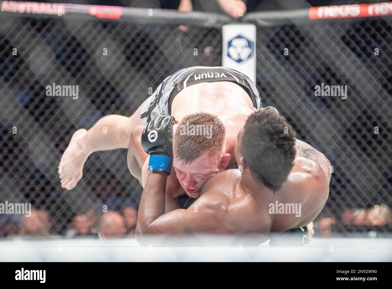 PERTH, AUSTRALIA - FEBRUARY 12: (L-R) Jimmy Crute battles Alonzo ...