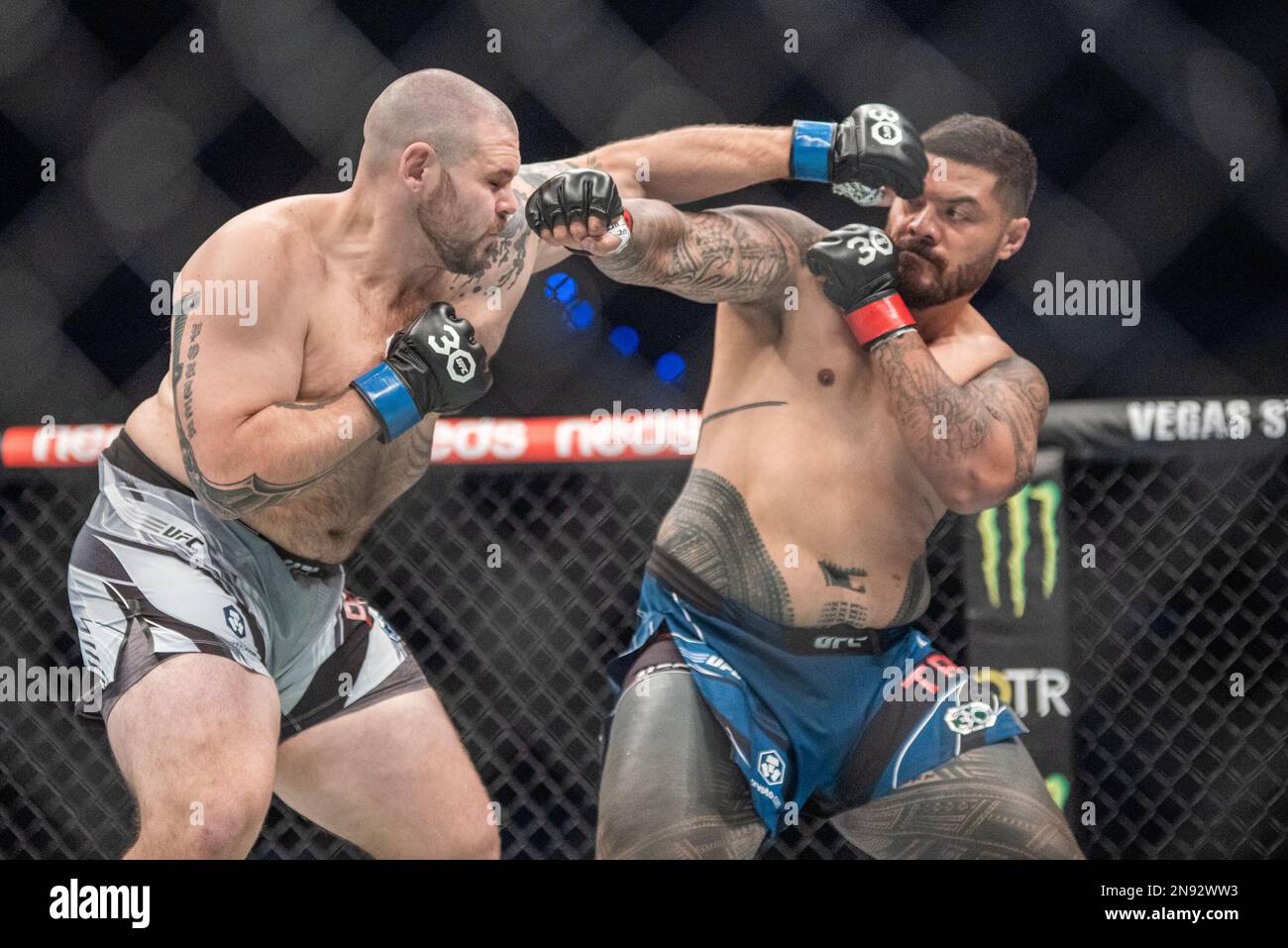 PERTH, AUSTRALIA - FEBRUARY 12: (R-L) Justin Tafa battles Parker Porter ...