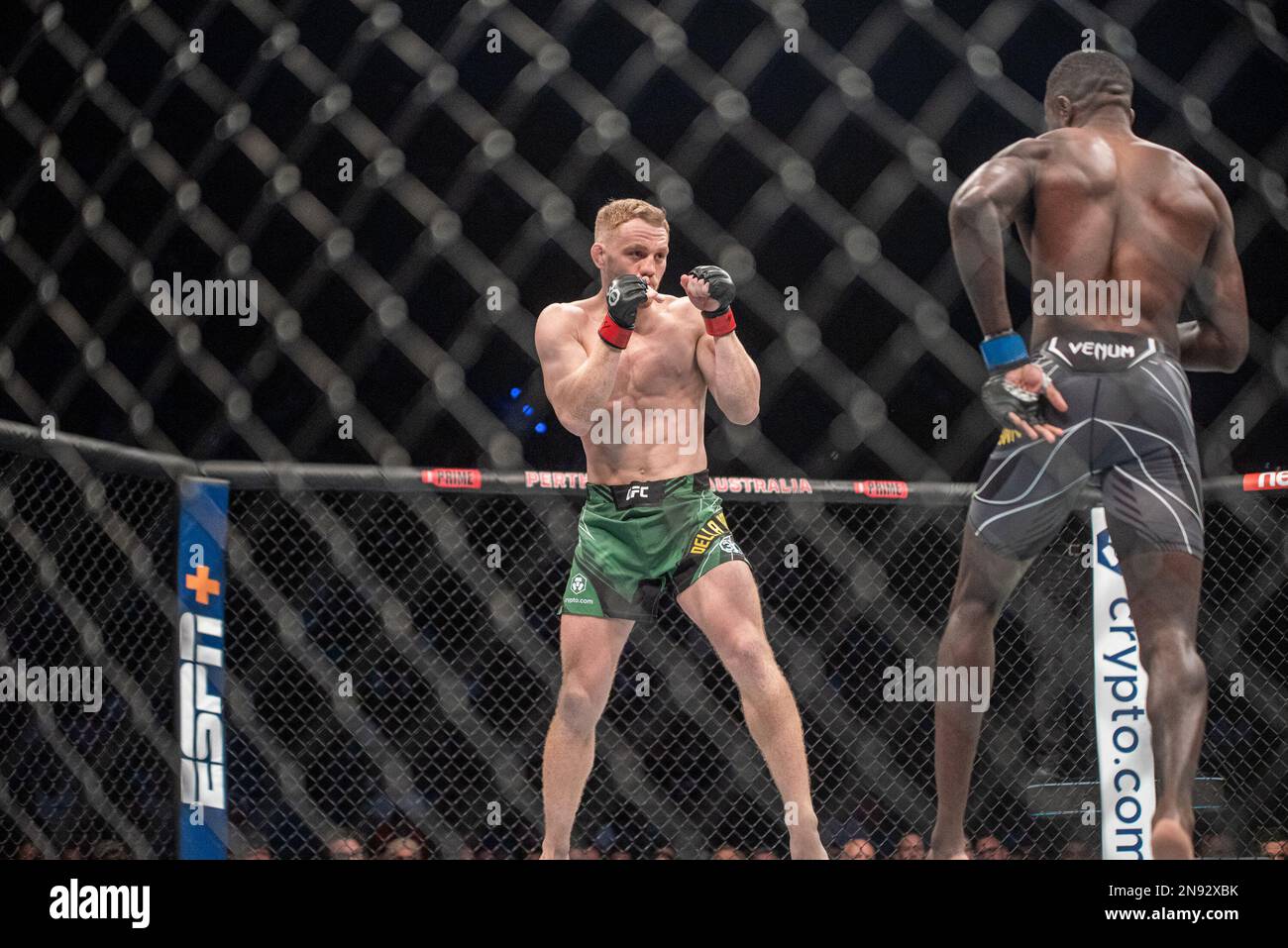 PERTH, AUSTRALIA - FEBRUARY 12: (L-R) Jack Della Maddalena battles ...