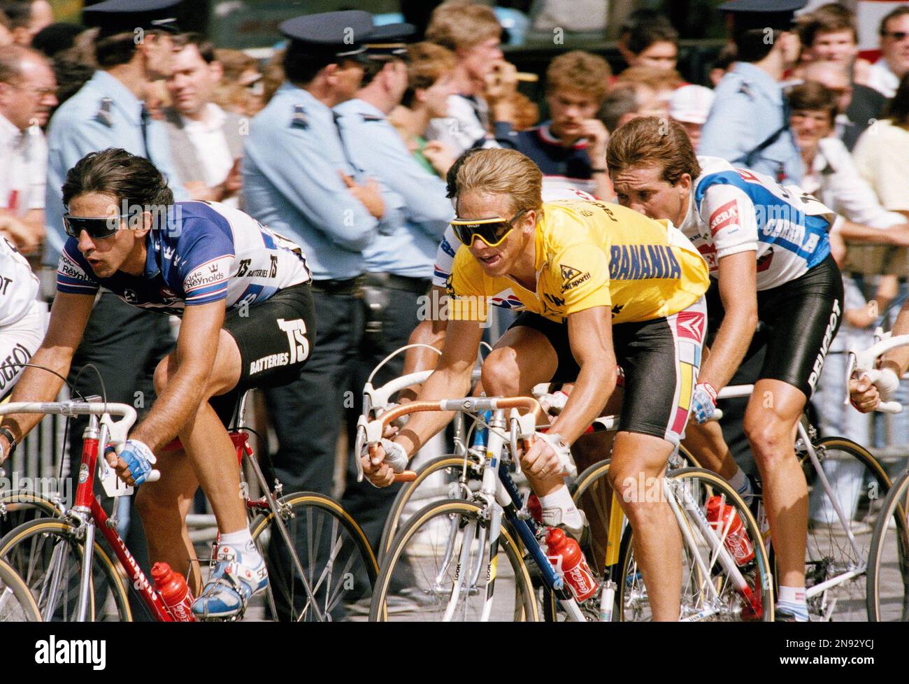 American Greg Lemond speeds down the Champs Elysees during the 23rd and ...