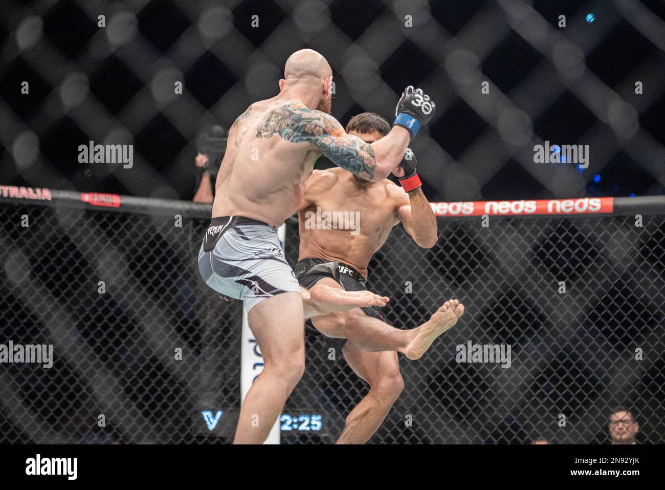 PERTH, AUSTRALIA - FEBRUARY 12: (L-R) Yair Rodriguez battles Josh ...
