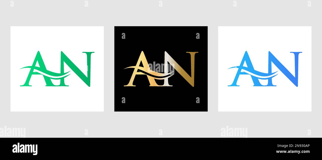 Initial Monogram Letter AN Logo Design. AN Logotype Template Stock ...