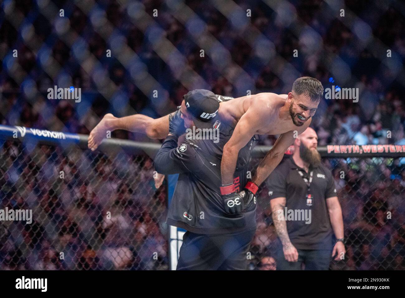 PERTH, AUSTRALIA - FEBRUARY 12: Yair Rodriguez and his team celebrate ...