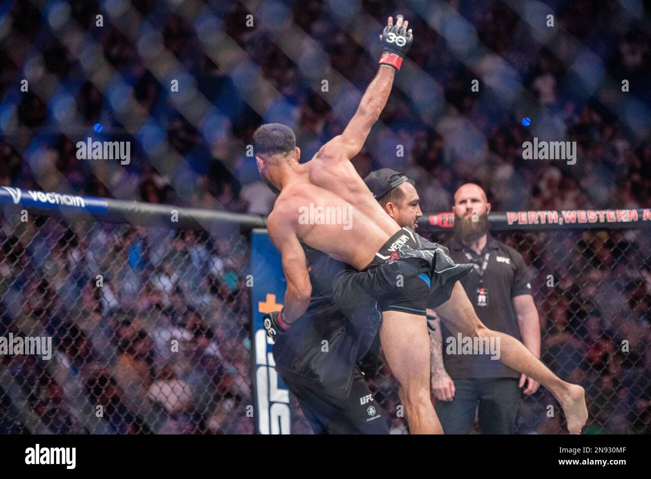 PERTH, AUSTRALIA - FEBRUARY 12: Yair Rodriguez and his team celebrate ...
