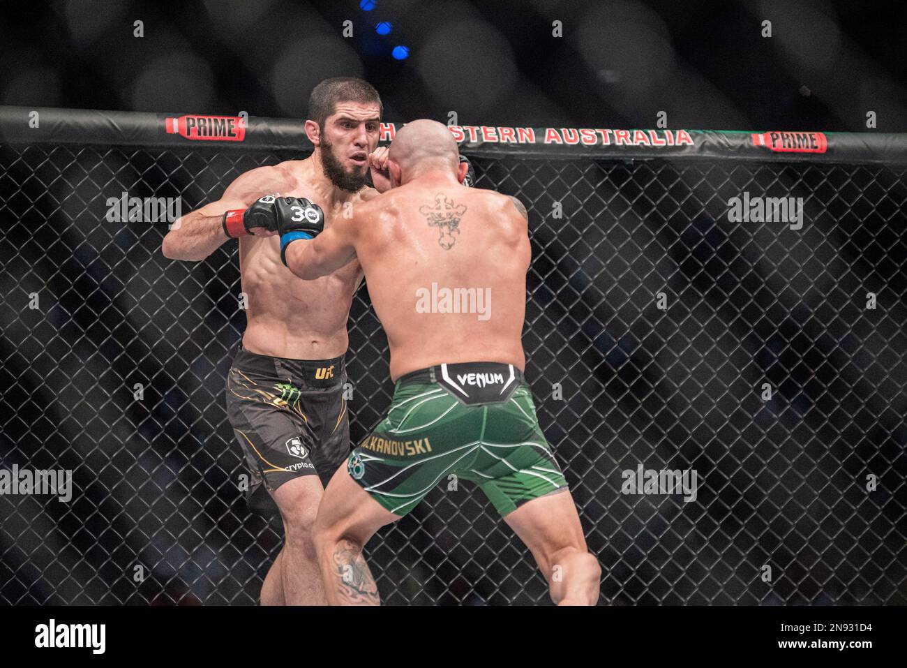 PERTH, AUSTRALIA - FEBRUARY 12: (L-R) Islam Makhachev battles Alex ...