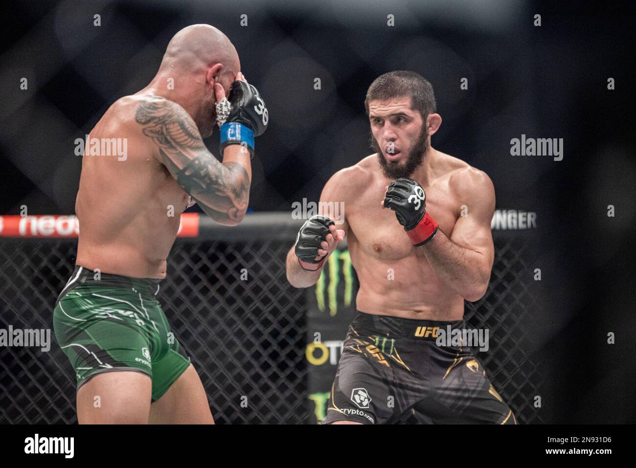 PERTH, AUSTRALIA - FEBRUARY 12: (R-L) Islam Makhachev battles Alex ...