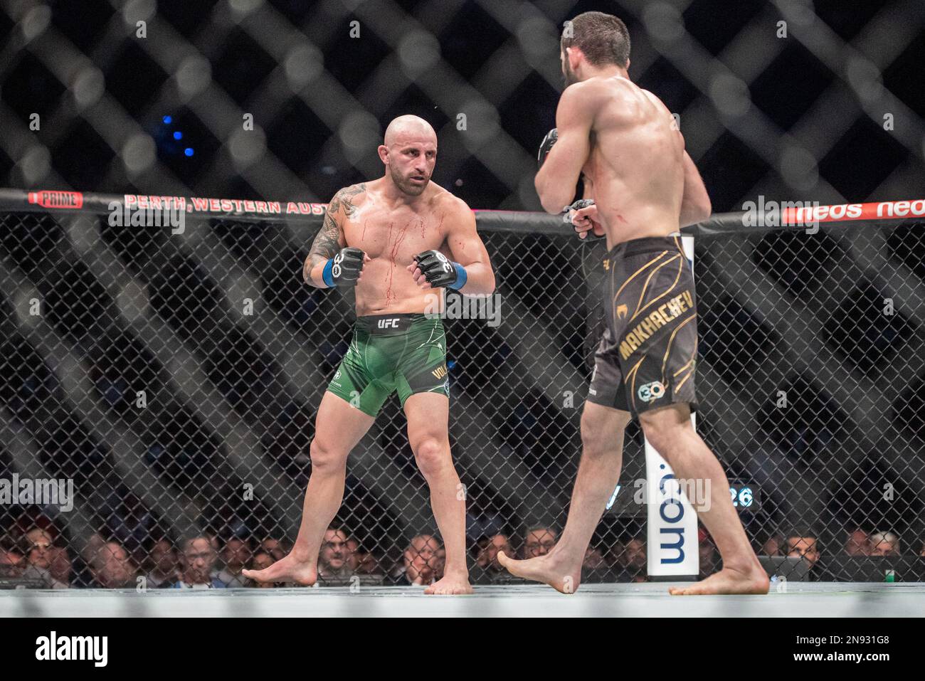 PERTH, AUSTRALIA - FEBRUARY 12: (R-L) Islam Makhachev battles Alex ...