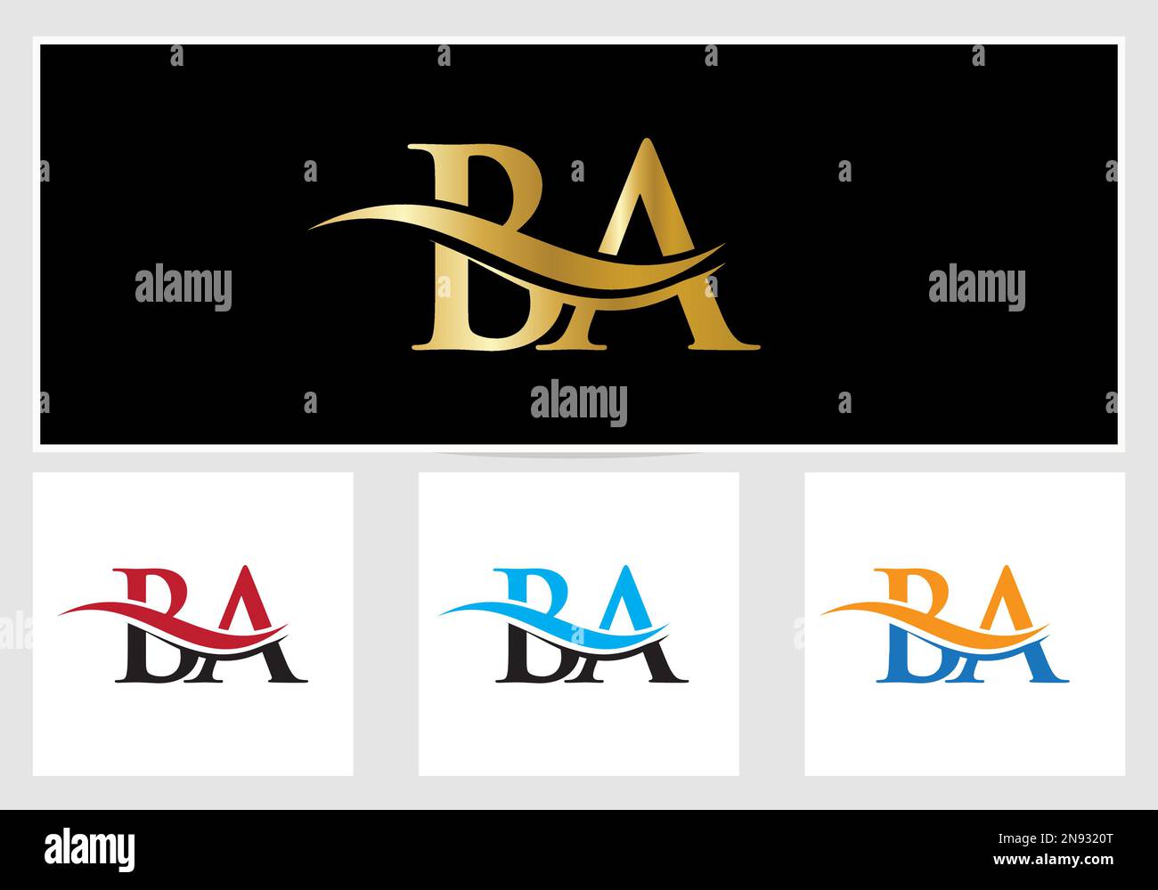 Initial Monogram Letter BA Logo Design. BA Logotype Template Stock ...