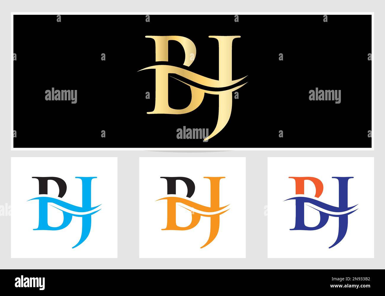 Initial Monogram Letter BJ Logo Design. BJ Logotype Template Stock ...