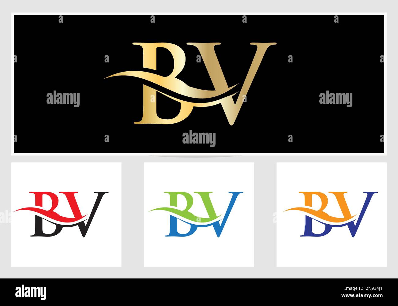 Initial Monogram Letter BV Logo Design. BV Logotype Template Stock ...