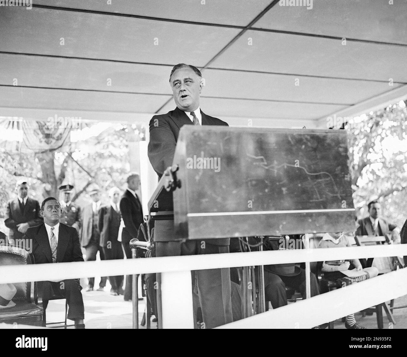 President Franklin D. Roosevelt speaks during the dedication of the ...