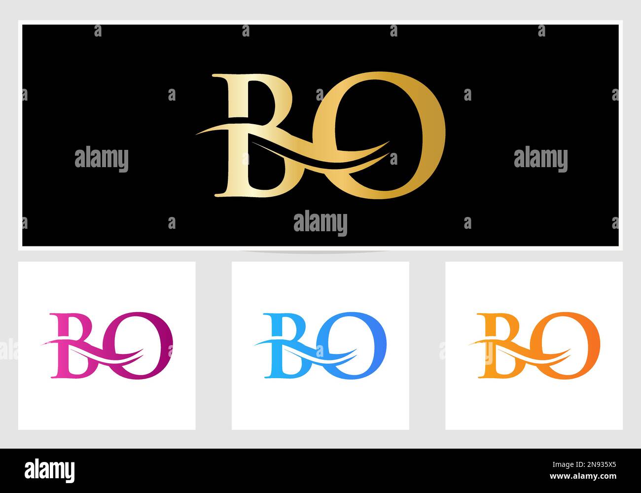 Initial Monogram Letter BO Logo Design. BO Logotype Template Stock ...