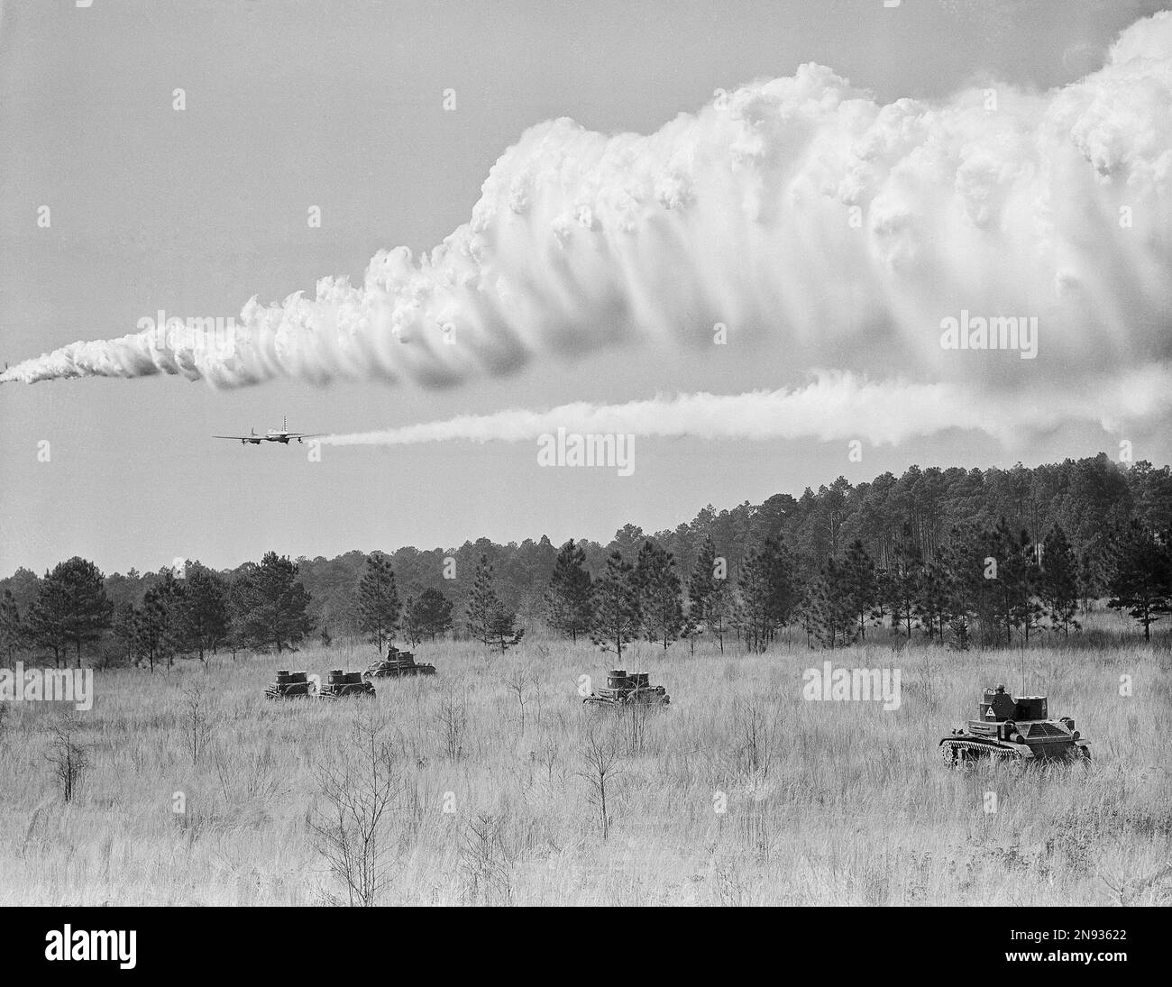 Led by planes trailing smoke screens, hiding them from the enemy, some ...