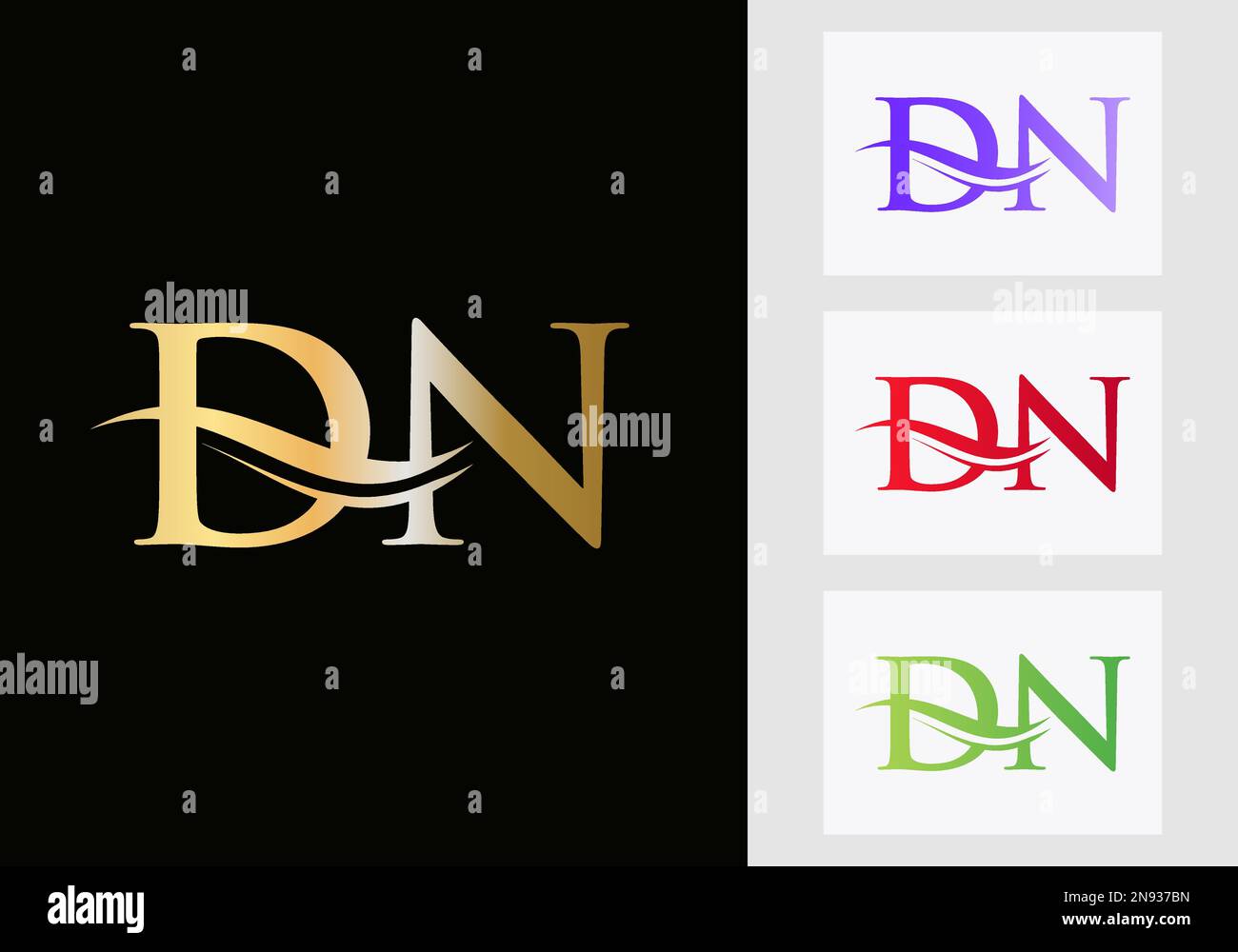 Initial Monogram Letter DN Logo Design. DN Logotype Template Stock ...