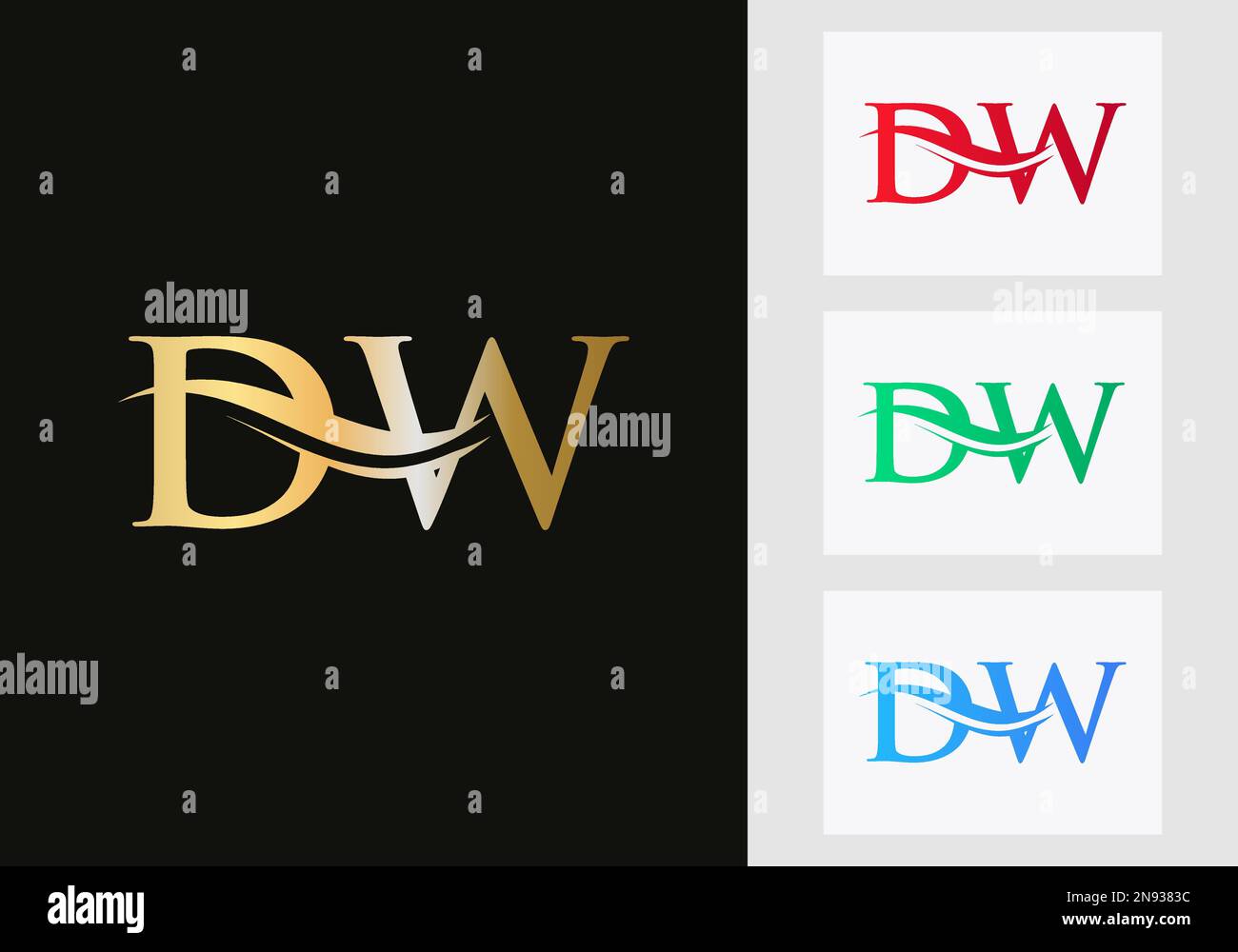 Initial Monogram Letter DW Logo Design. DW Logotype Template Stock ...